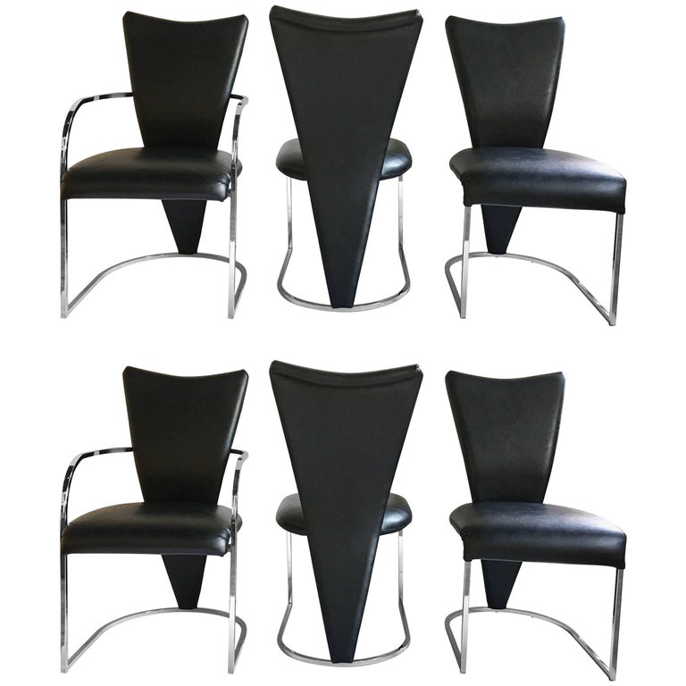 Milo Baughman Style Design Institute America DIA Modern Chrome Dining ...