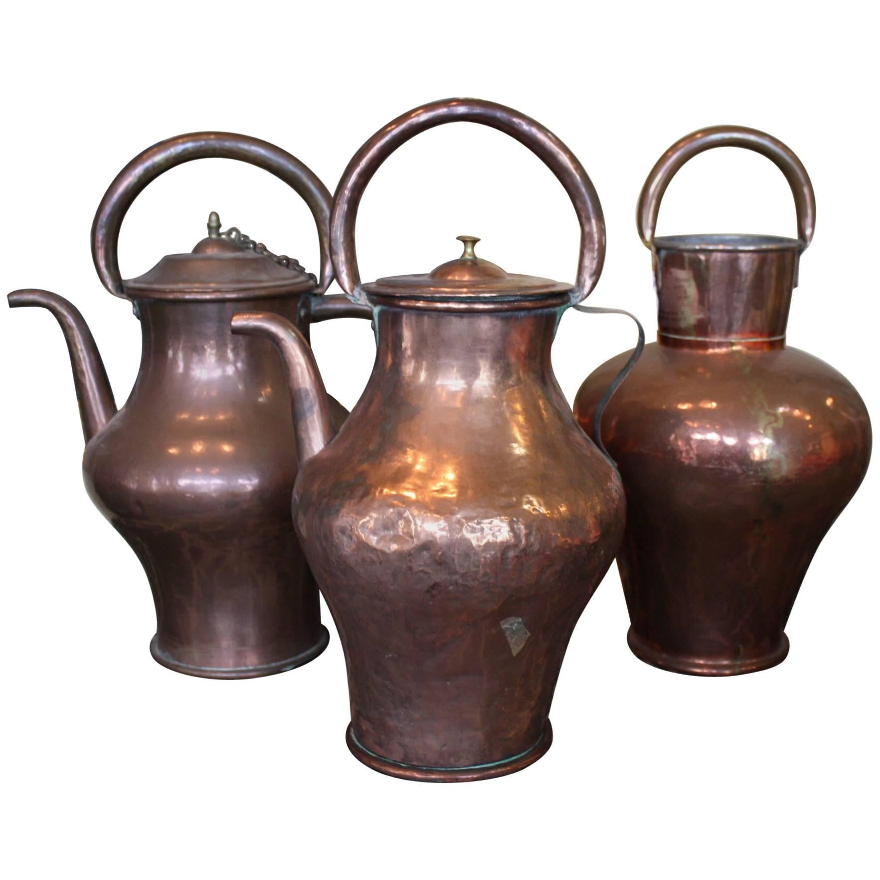 Three French Copper Pitchers at 1stDibs