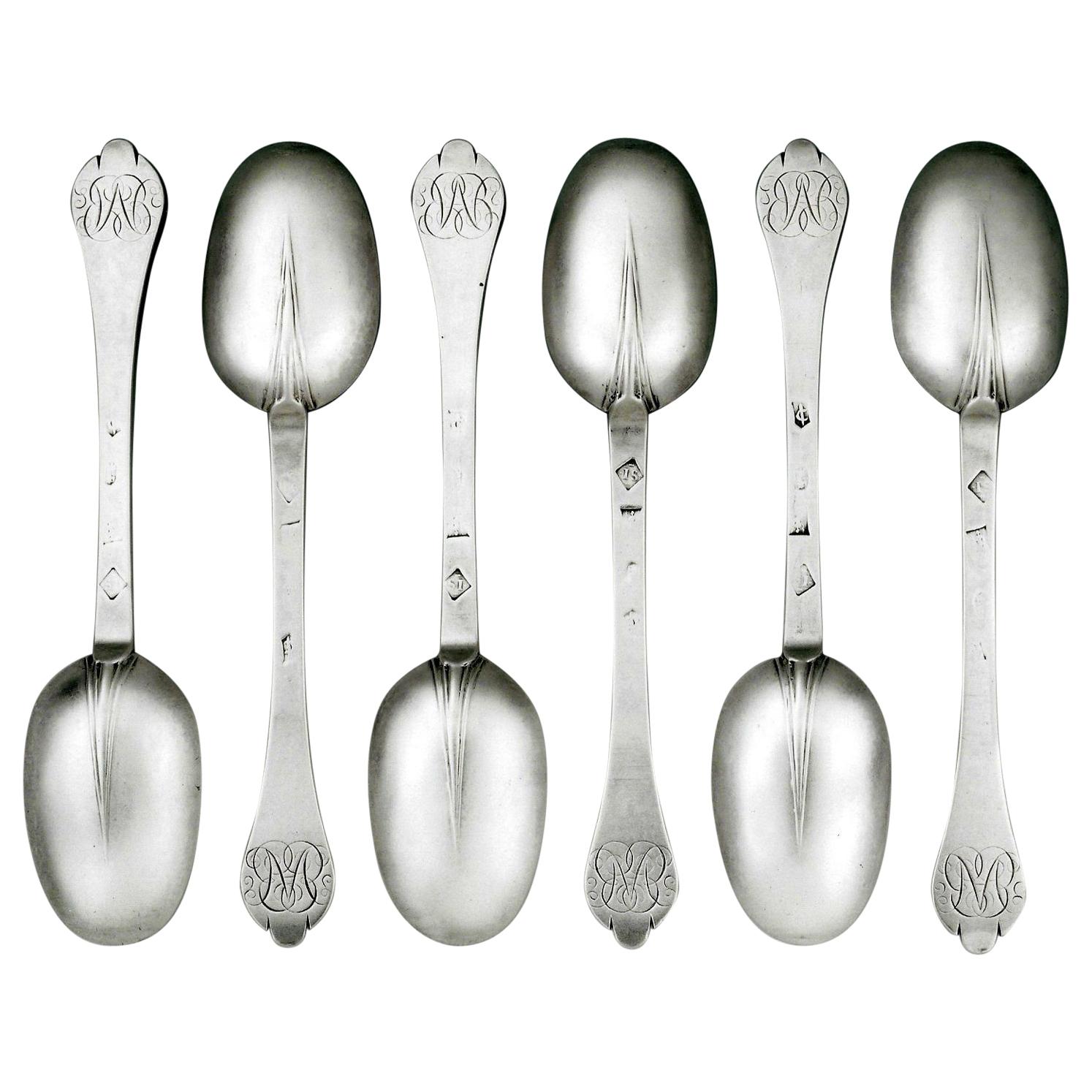 Set of Six William III Trefid Spoons made in London by Joyce Issod in ...