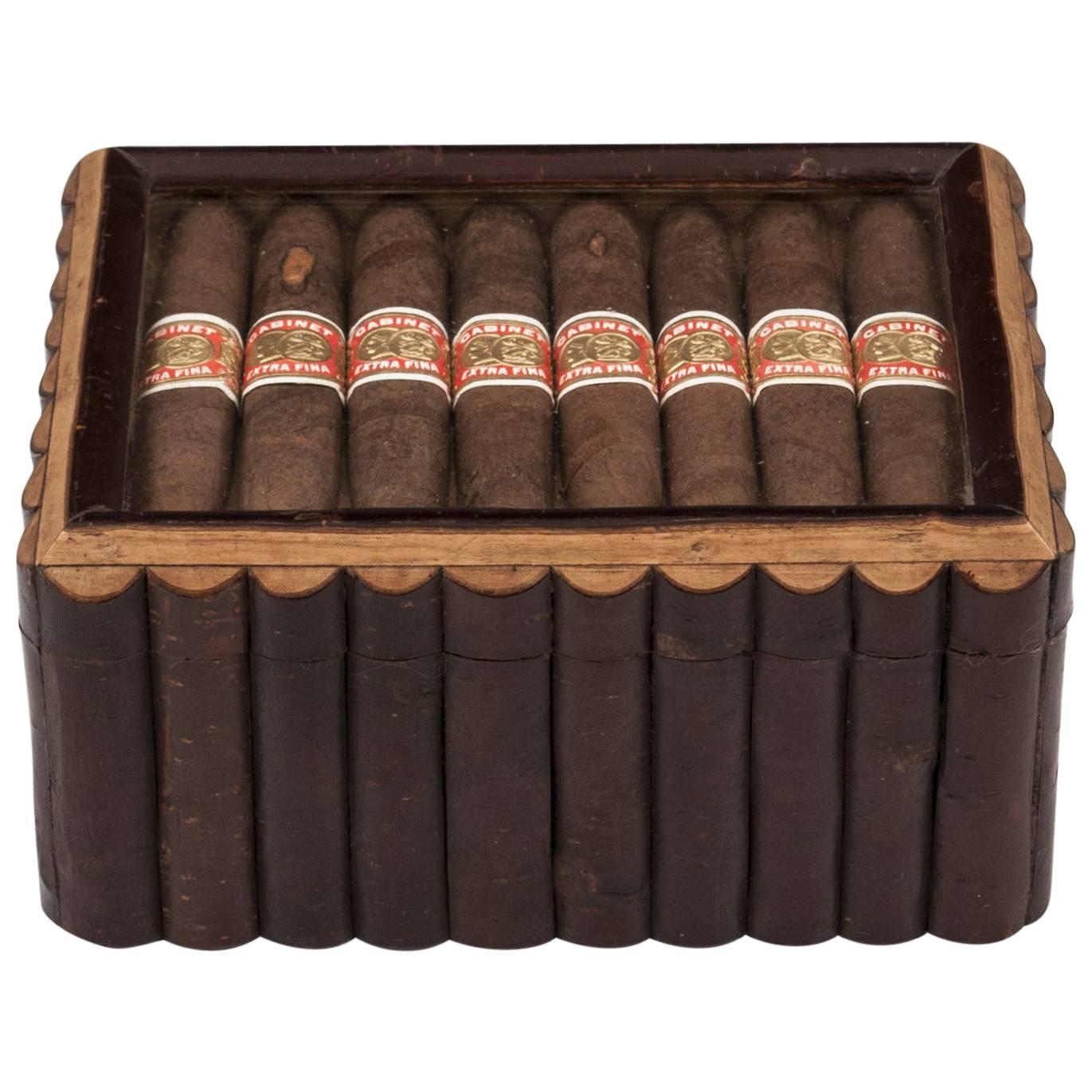 Birch Wood Glazed Cigar Humidor Box with Maple Lined Interior, 20th ...