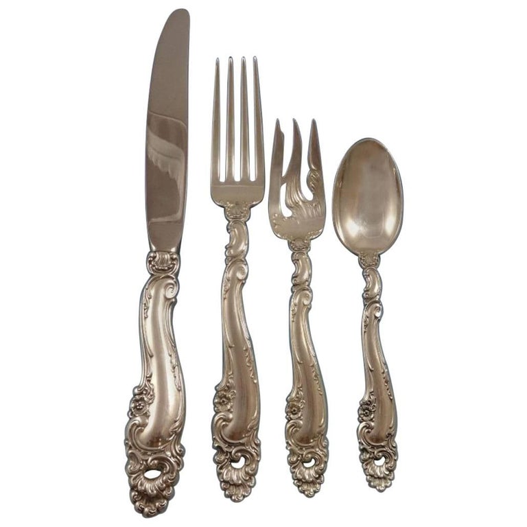 Decor By Gorham Sterling Silver Flatware Set For 12 Dinner Service 89 Pieces For Sale At 1stdibs