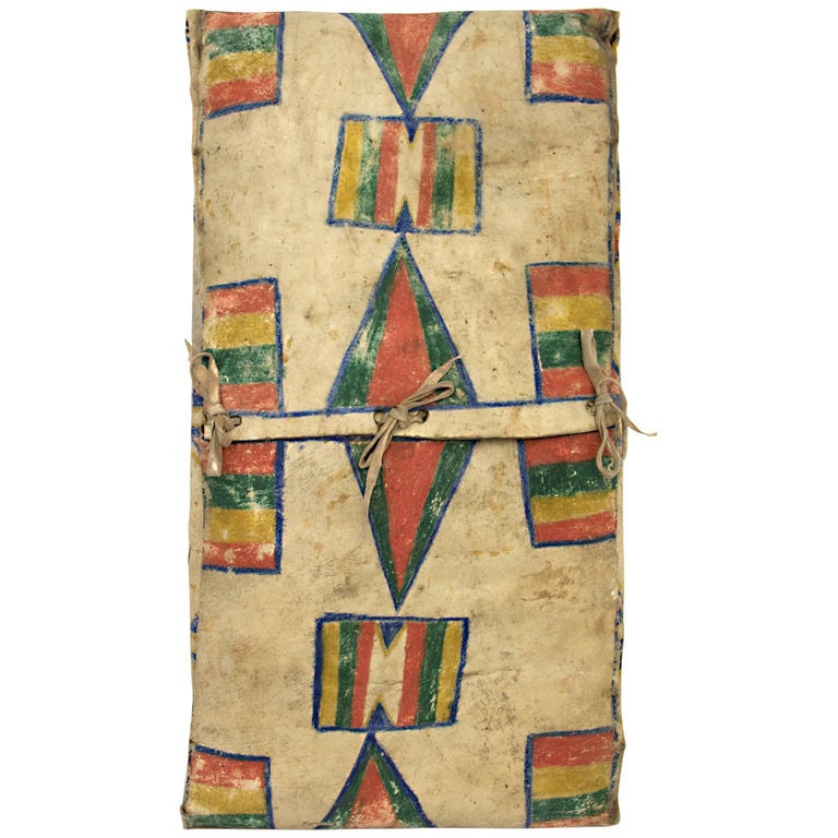 Native American Parfleche Envelope with Abstract Painting, 19th Century ...