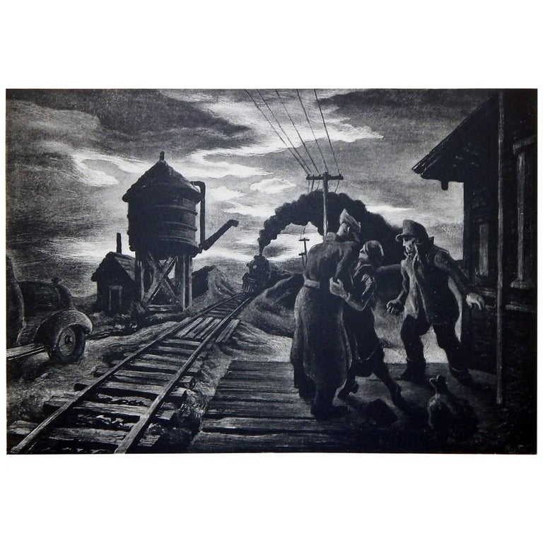 Lithograph "Morning Train" by American Regionalist Thomas Hart Benton ...