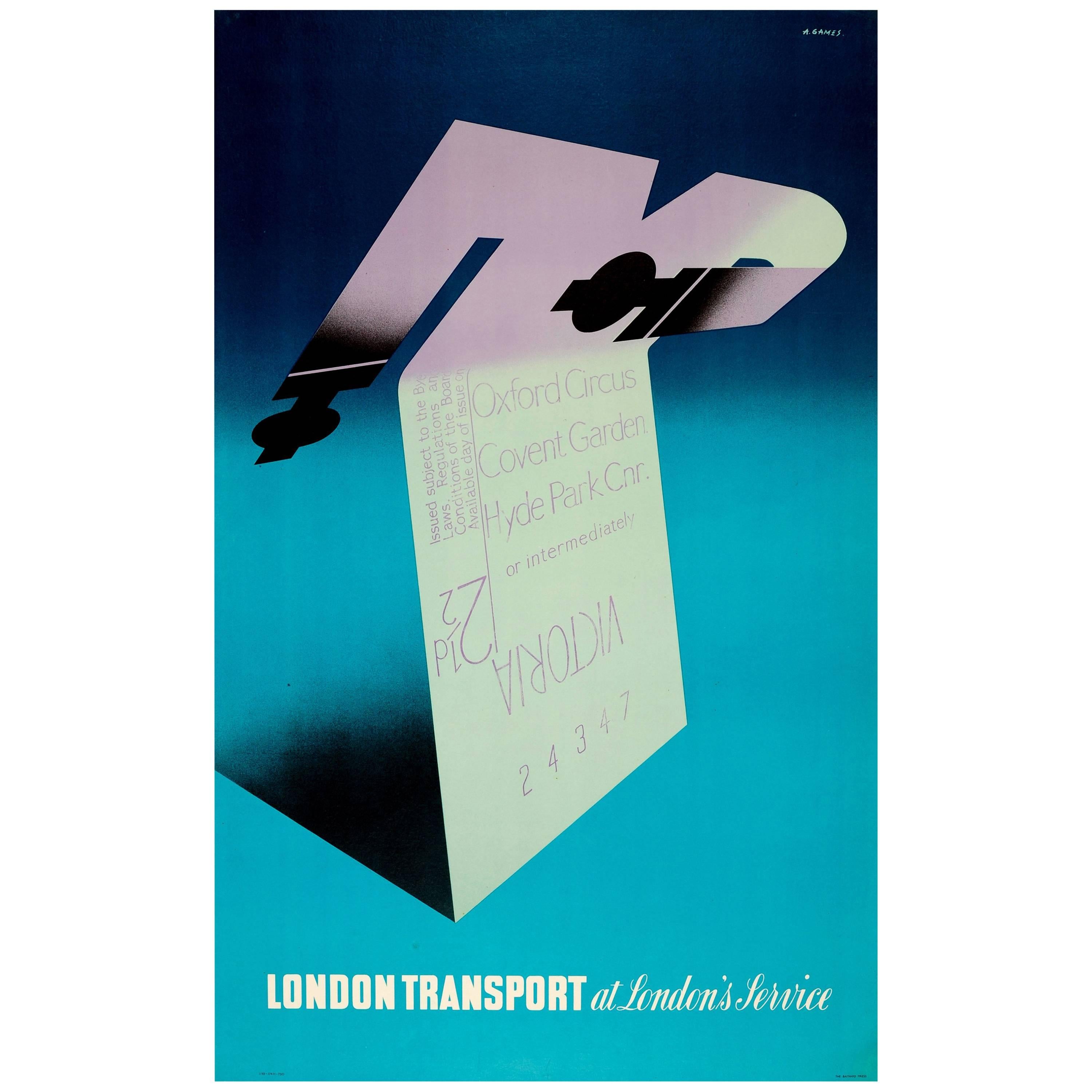 Original Vintage Modernist Design London Transport Poster - At London's ...