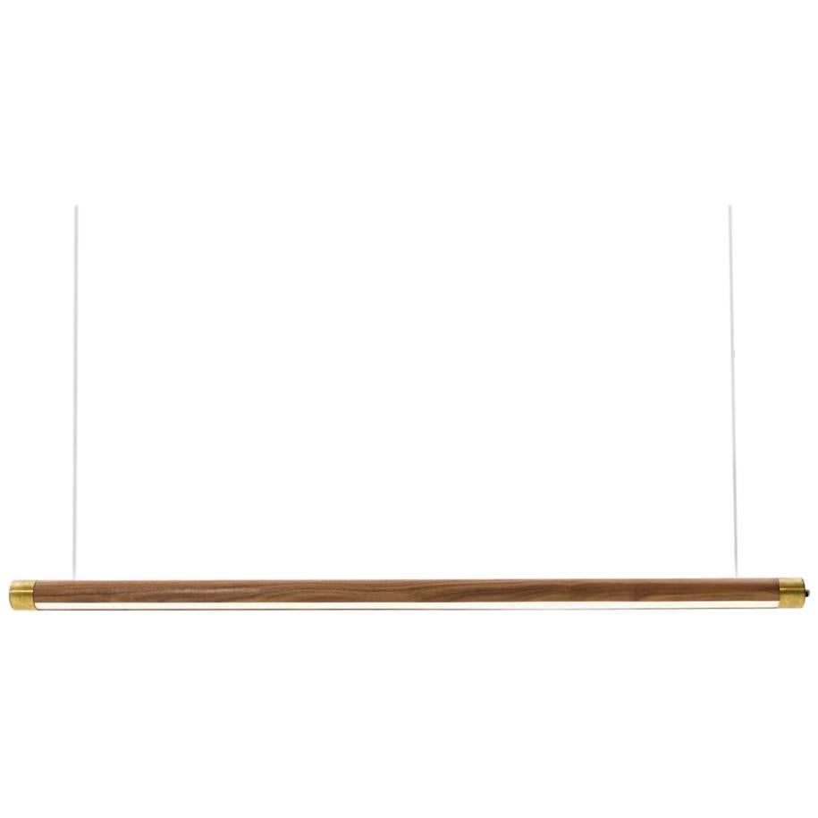 Alex Earl Classic Contemporary Ermet Light Walnut and Brass Pendant For ...