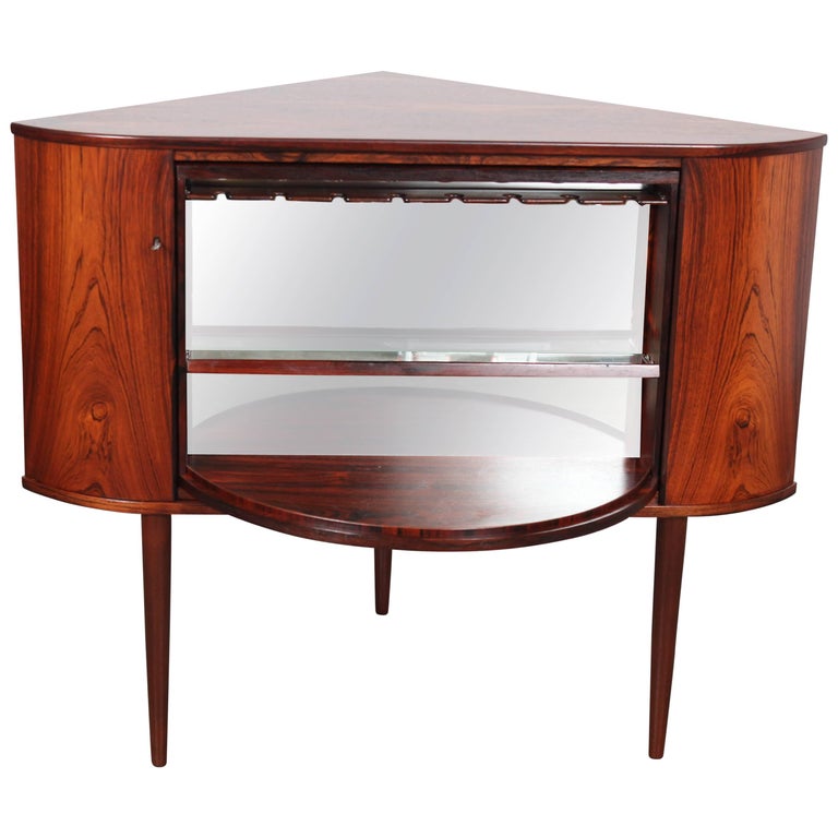 Rosewood, Corner Bar with Locking, Rotating Door Designed by Torbjorn ...