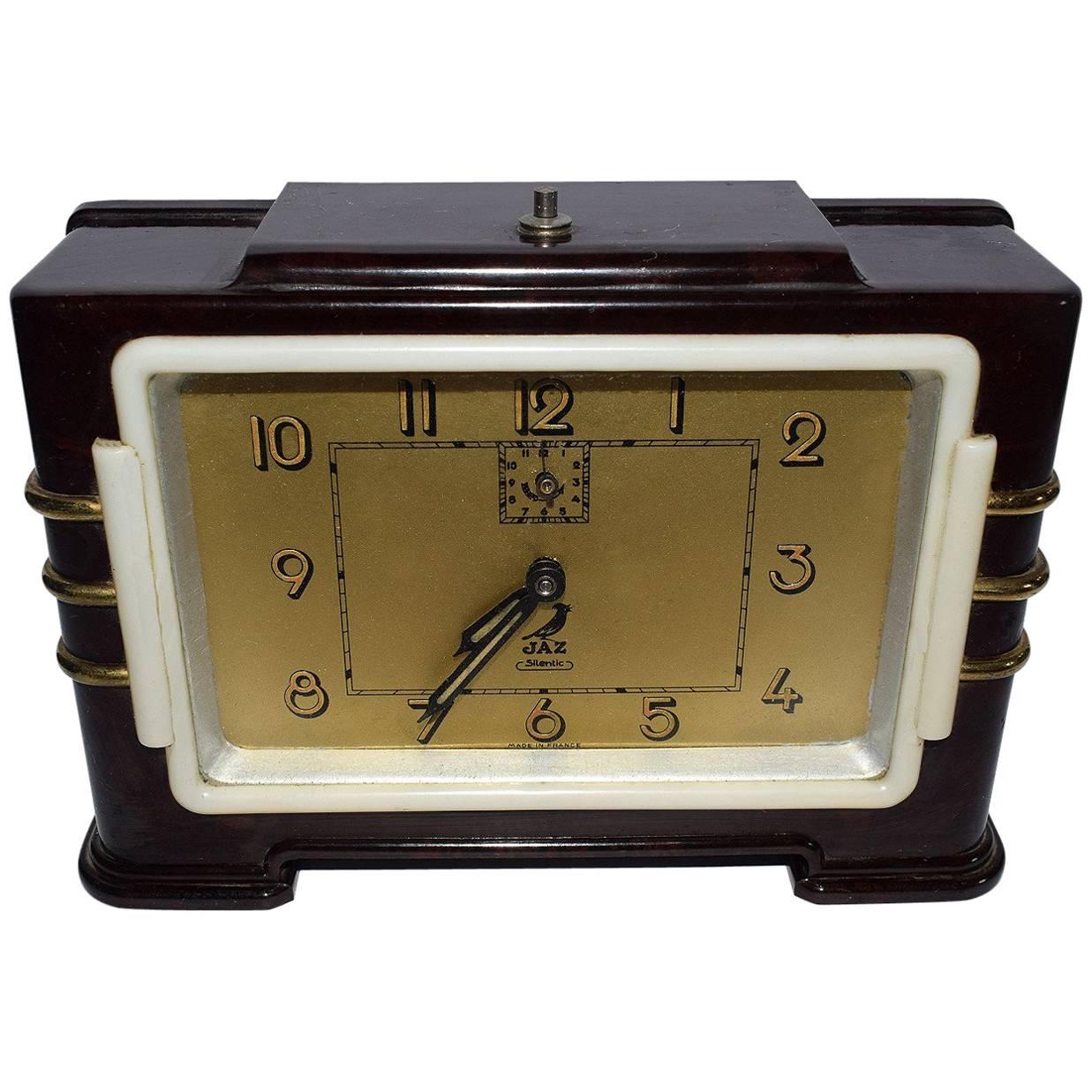 French Art Deco Bakelite Jaz Clock For Sale at 1stDibs