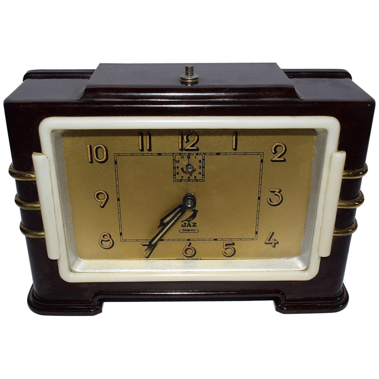 French Art Deco Red Bakelite Clock by JAZ For Sale at 1stDibs
