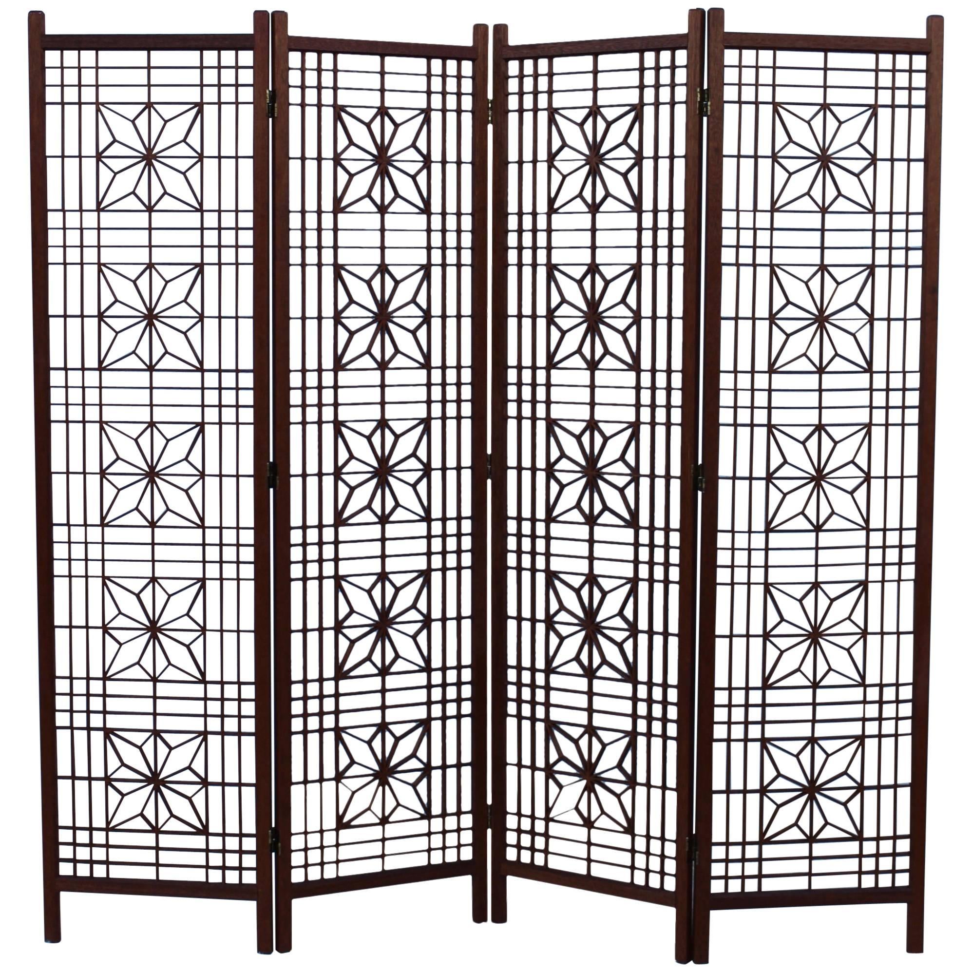 Mid-Century Modernteak Folding Screen at 1stDibs