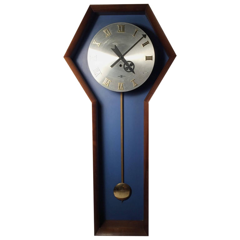 Howard Miller Arthur Umanoff Wall Clock in Fashionable Sapphire at 1stDibs