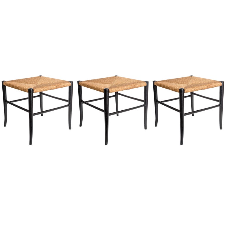 "Single" Wood Bench with Woven Rush Seat at 1stDibs