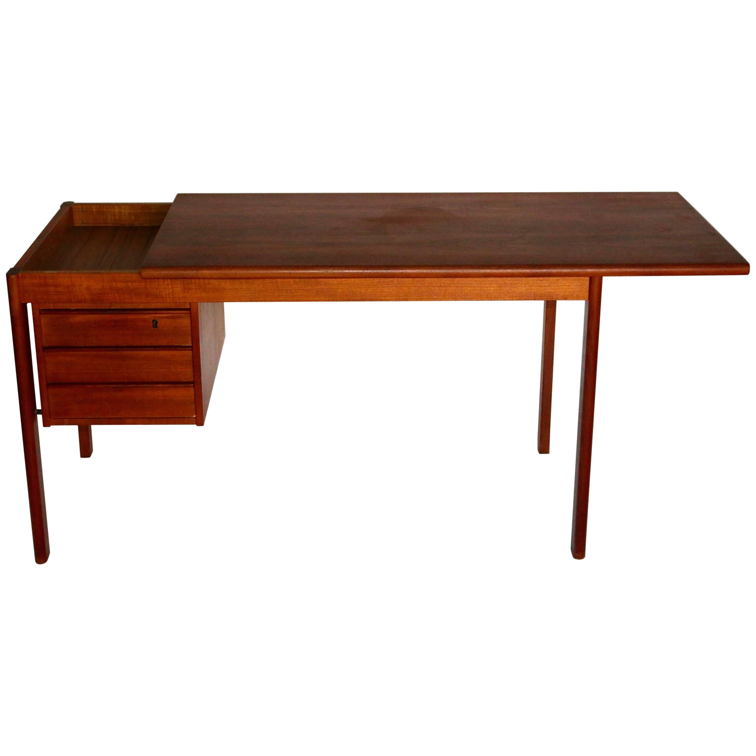 Lovig Sliding Top Teak Desk with Three Drawers at 1stDibs | downsliding ...