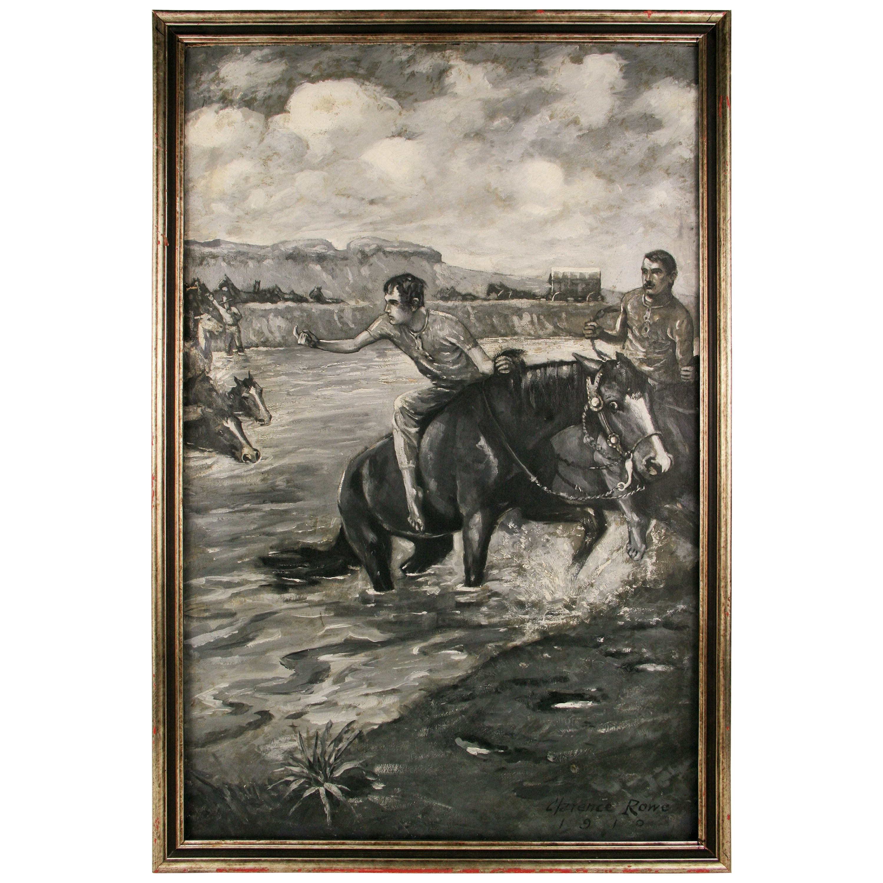 Ashcan Style River Boat Painting For Sale at 1stDibs