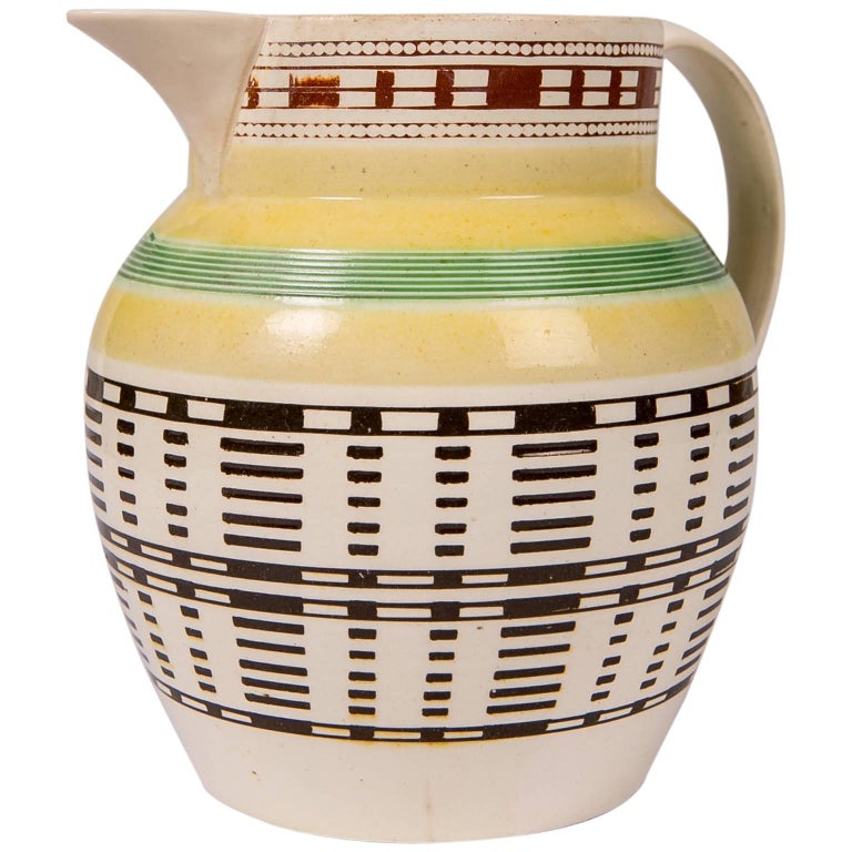 Mocha Ware Jug Yellow Banded Pitcher at 1stDibs