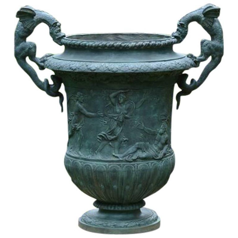 Cast-Iron Urn with Dragon Handles at 1stDibs