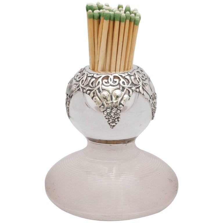 Victorian Sterling Silver-Mounted Threaded Crystal Match Striker on ...