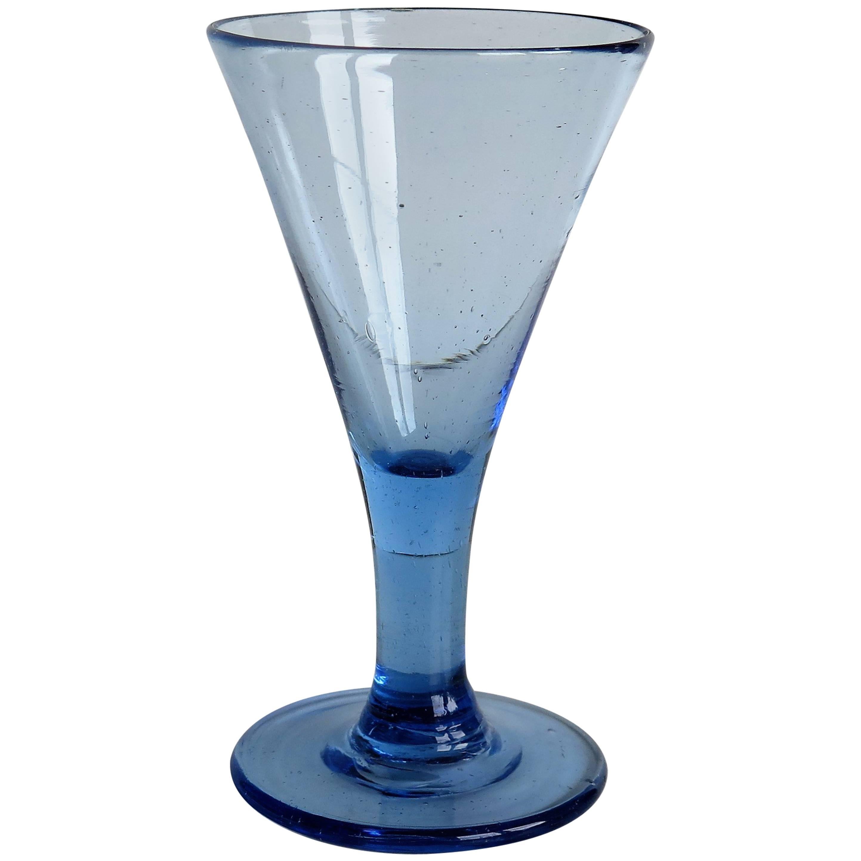 18th Century English Wine Glass, Light Blue Handblown, Rare Color ...