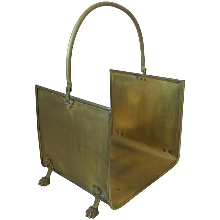 Vintage Regency Brass Fire Wood Log Holder at 1stDibs