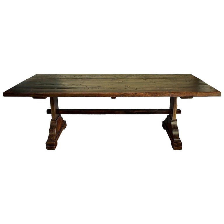 Trestle Dining Table Teakwood Rustic Antique Style at 1stDibs