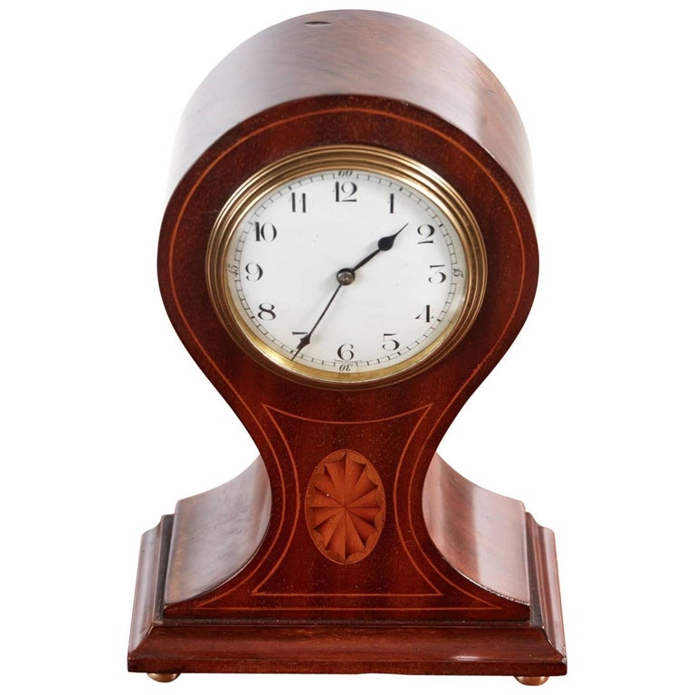 Edwardian Inlaid Mahogany Balloon Clock at 1stDibs