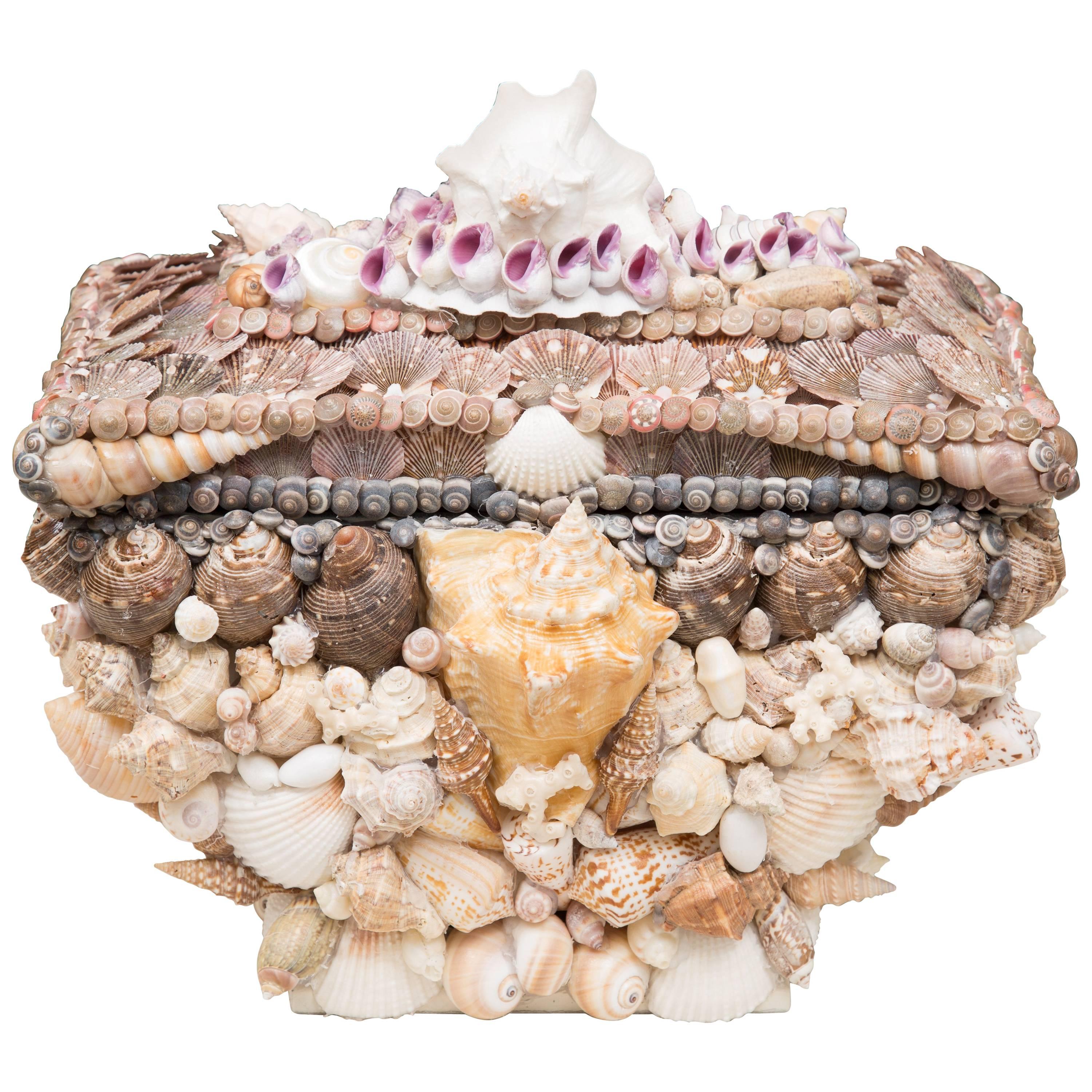 Shell Encrusted Lidded Box at 1stDibs