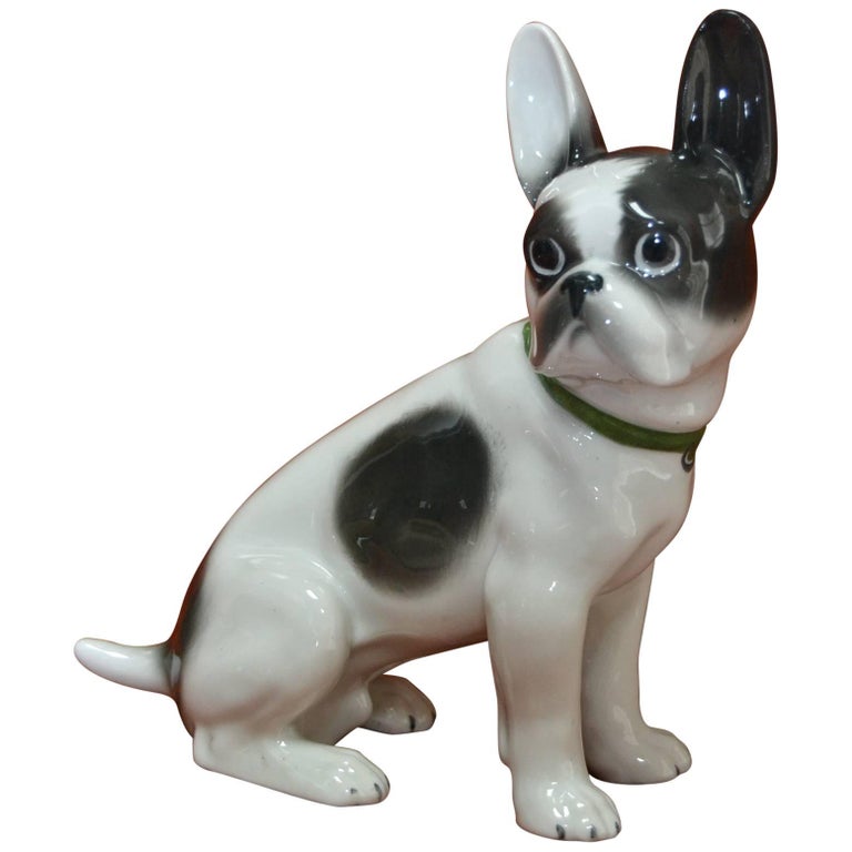 Early 20th Century Porcelain French Bulldog, Boston Terrier Figurine at ...