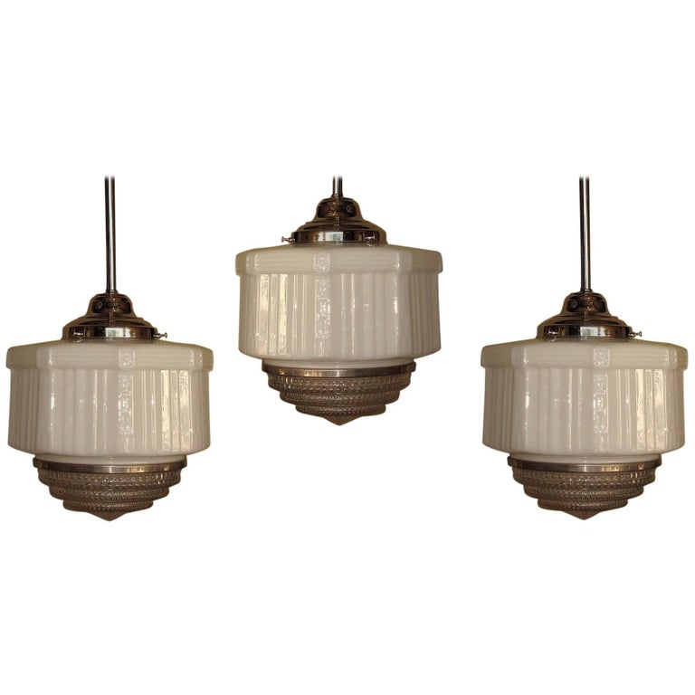 Large Vintage Schoolhouse Style Electric Fixtures For Sale at 1stDibs
