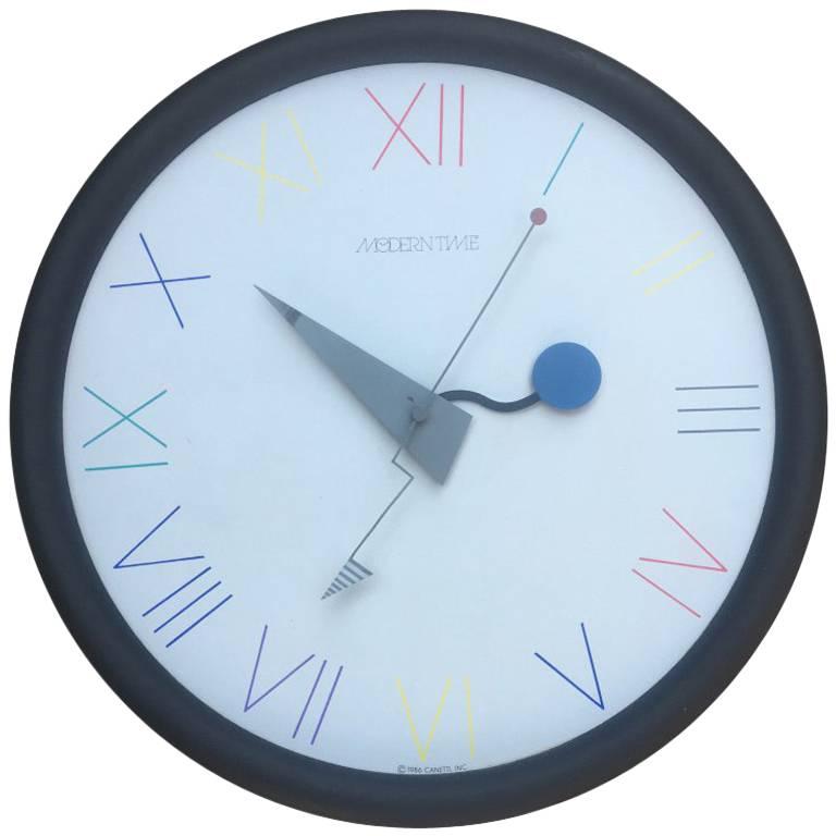 Oversized Wall Clock in Memphis Style by Morphos at 1stdibs