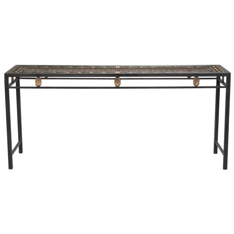 Console Custom-Made from French Fer Forge Decorative Grill at 1stDibs