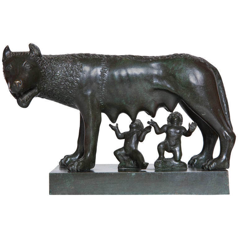 Bronze, 19th Century Italian, "La Lupa Capitolina", Capitoline Wolf at ...