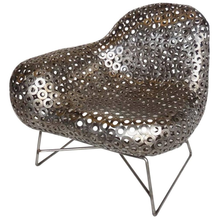 Free-Form Metal Lounge Modern Lounge Chair For Sale at 1stDibs