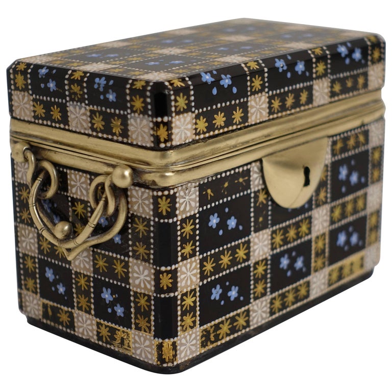 Antique Moser Glass and Enamel Box at 1stDibs | moser glass box, moser box