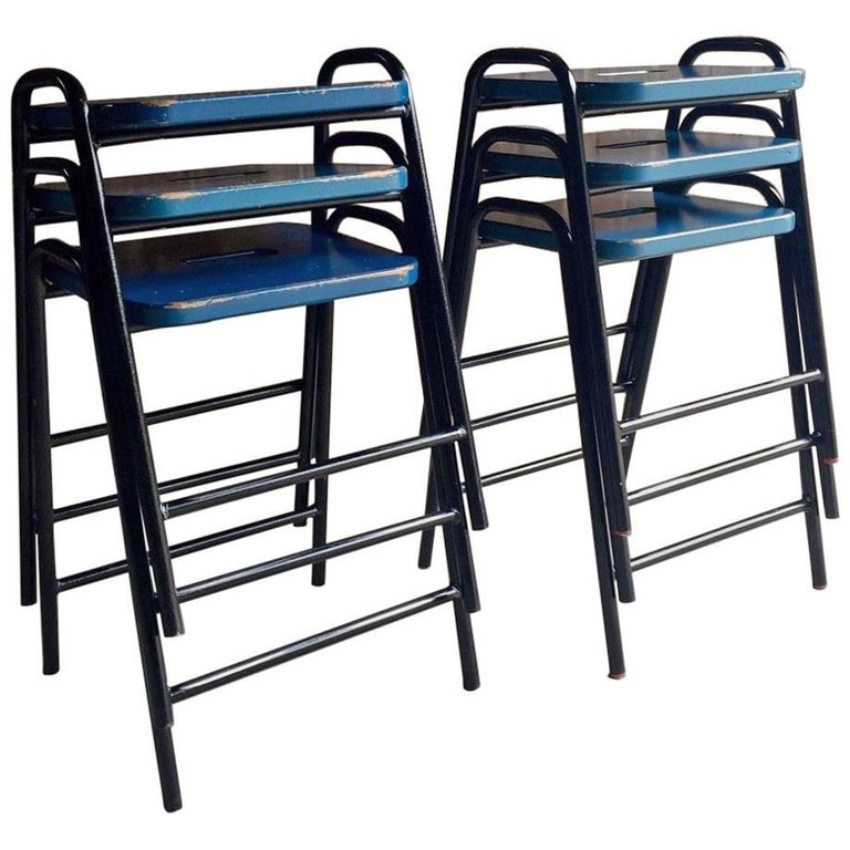 Set of Six Science Lab Bar Stools Industrial For Sale at 1stDibs