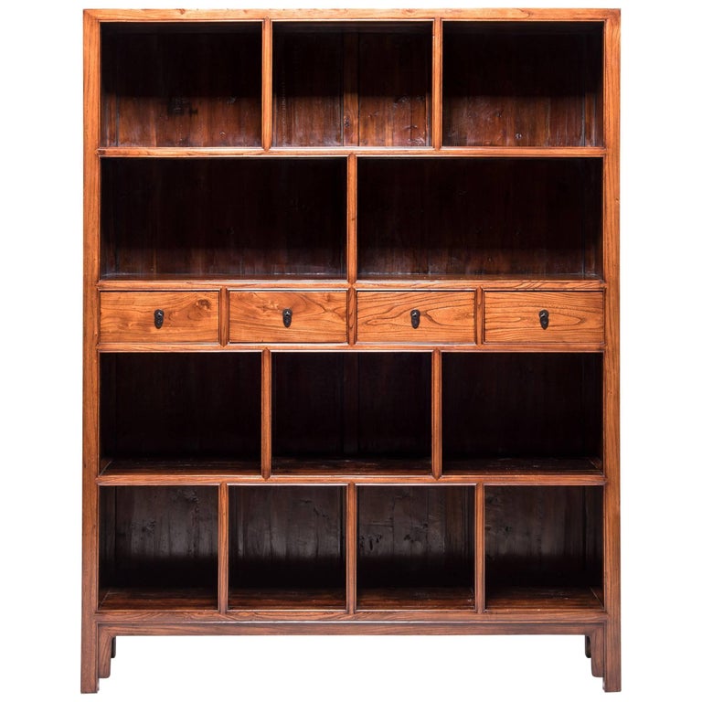 Chinese Elmwood Bookshelf at 1stDibs