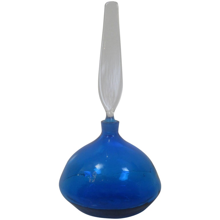 Blue Blenko Bulbous Stoppered Bottle at 1stDibs | ornamental stoppered ...