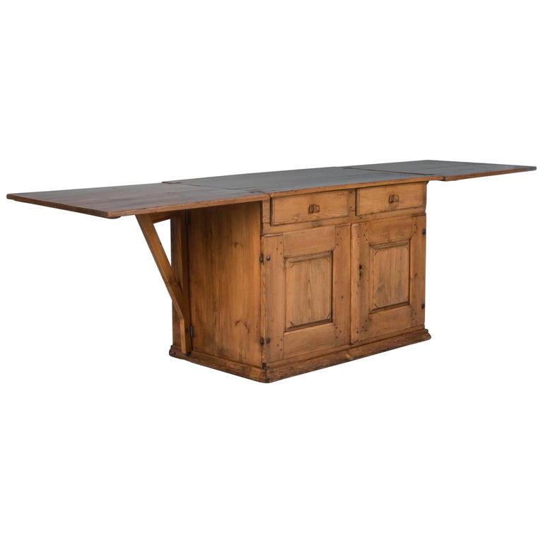 Unusual Antique Pine Cabinet with Drop Leaf Table at 1stDibs