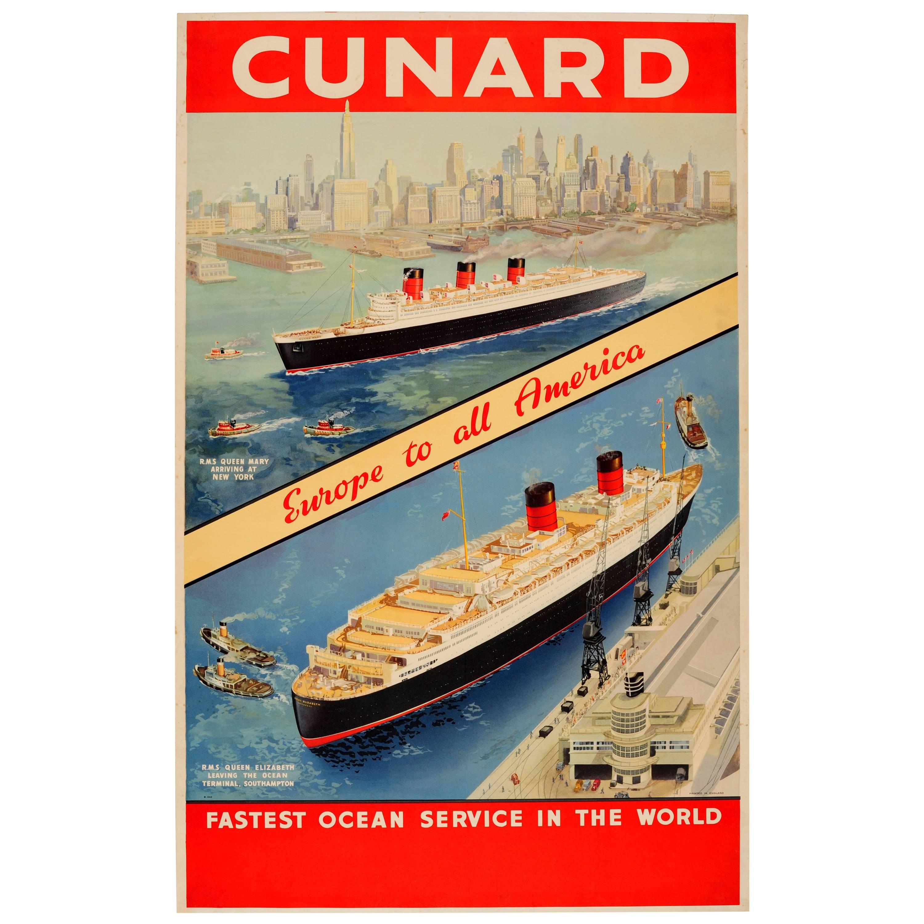 Cunard Poster - 27 For Sale on 1stDibs | cunard line poster, vintage ...