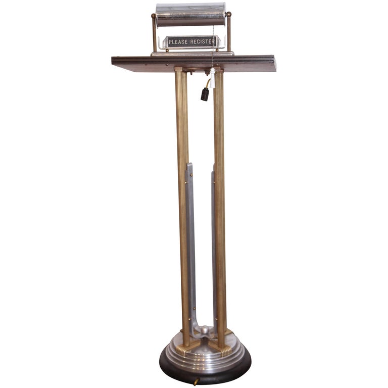 Art Deco Machine Age Lighted Registry Stand, Podium, Register, Mixed ...