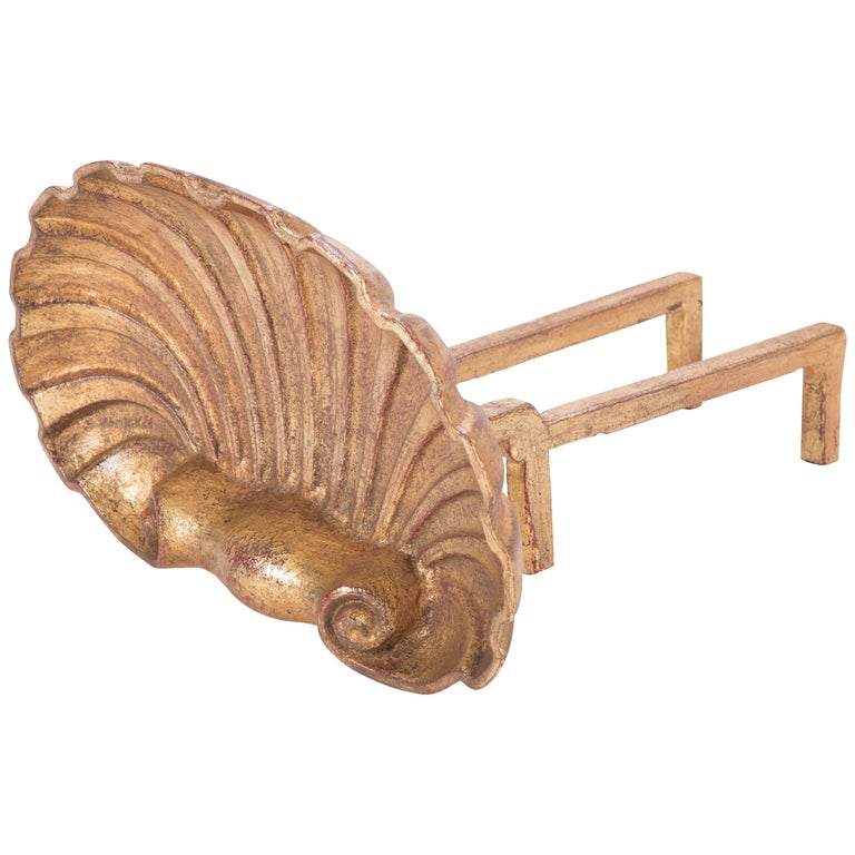 Large Gilt Shell Form Andiron at 1stDibs