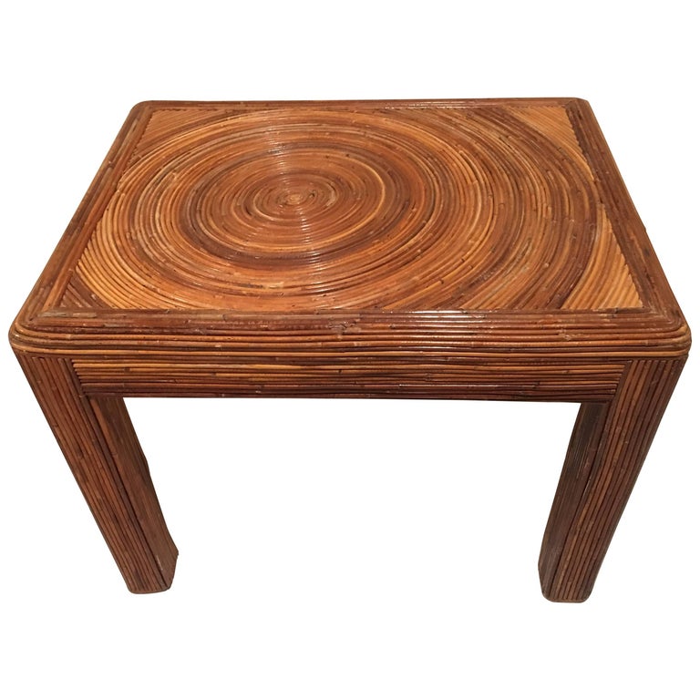 Pencil Reed Rattan End Side Table Vintage Tropical at 1stDibs | reed ...