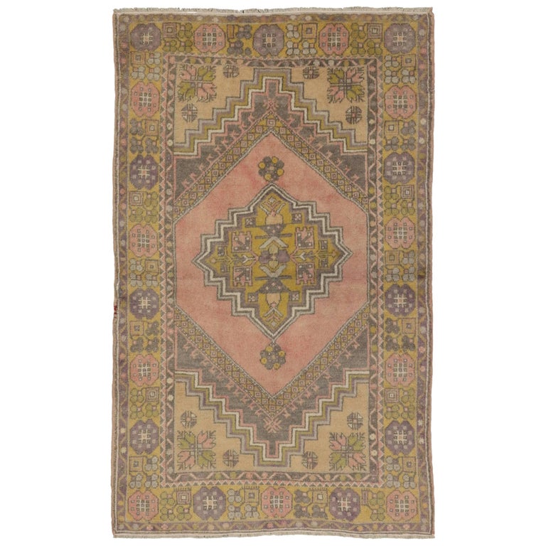 Vintage Turkish Oushak Accent Rug with Pastel Colors, Entry or Foyer ...