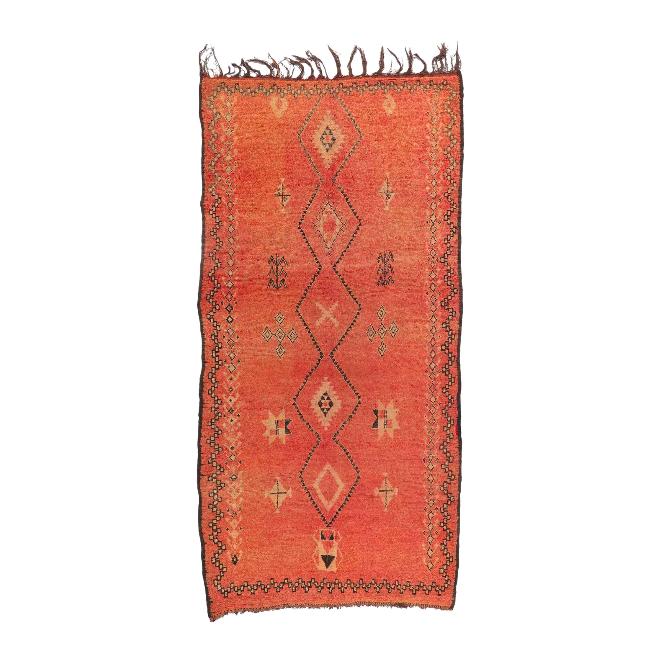 Vintage Moroccan Rug with Geometric Print, Tribal Style Berber Moroccan ...