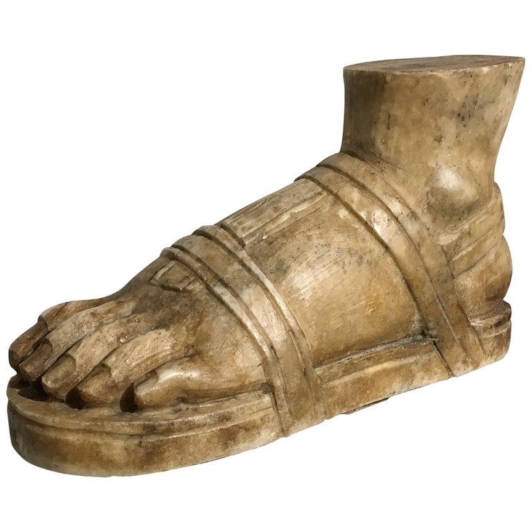 Grand Tour Carved Marble Model of a Roman Sandaled Foot, Late 19th ...
