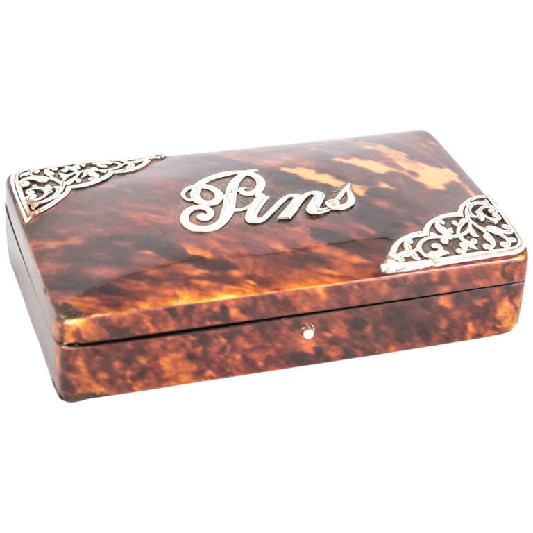 19th Century Victorian Tortoiseshell Pins Box at 1stDibs