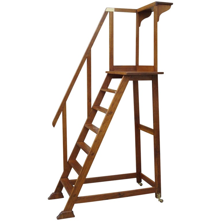 19th Century Set of Oak Library Steps, Very Large Proportions For Sale ...