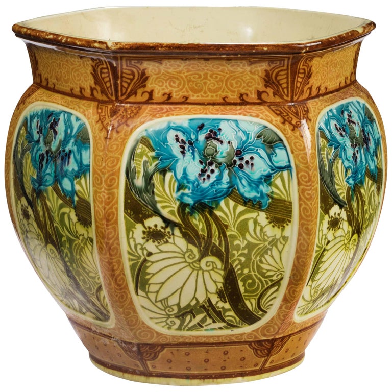 Late 19th Century Minton Pottery Hexagonal Jardiniere at 1stDibs