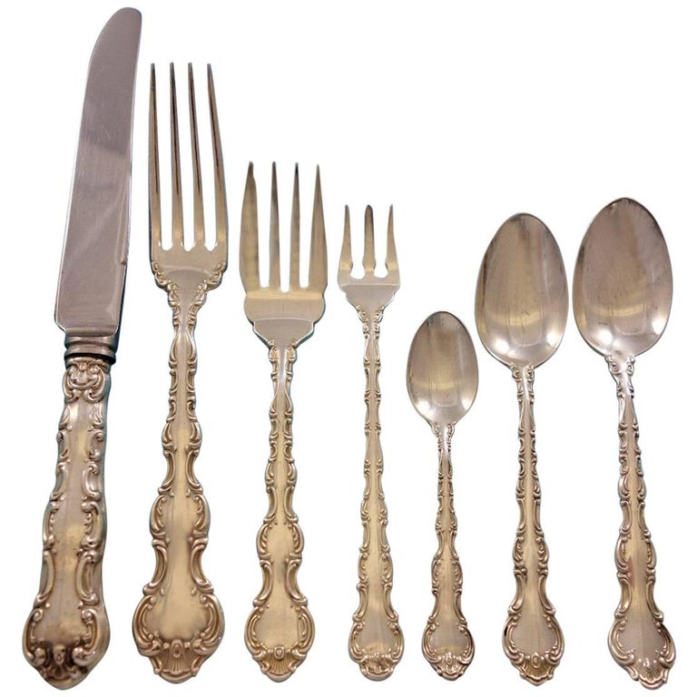 Pompadour by Birks Canada Sterling Silver Flatware Set for 8 Service 56 ...