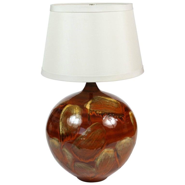 Midcentury Round Ceramic Lamp at 1stdibs