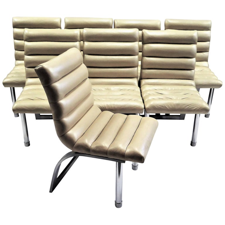 Eight Jay Spectre 1980s Eclipse Dining Chairs in Leather at 1stDibs