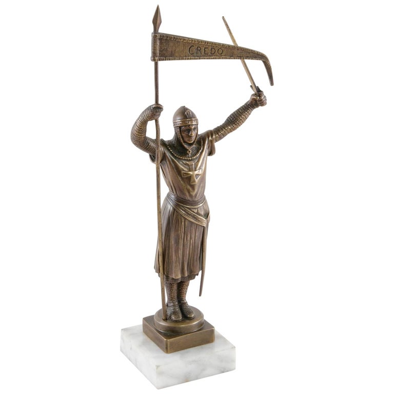 Early 20th Century Art Deco Period Bronze Statue of a Knight Templar ...